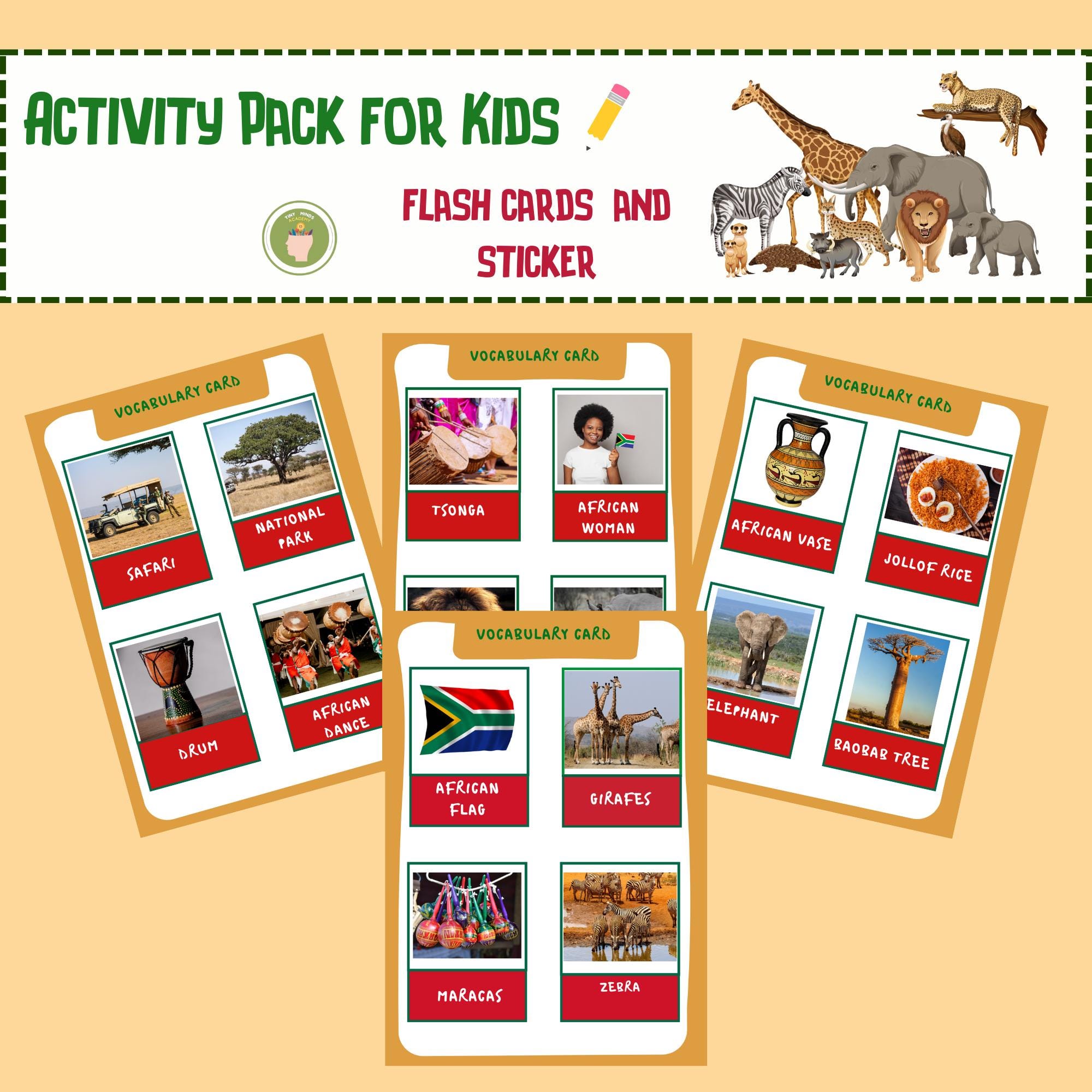 Safari Activity Pack for Kids | African Animals Printable Worksheets ...