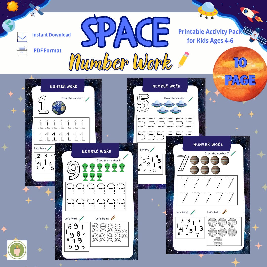 Space Number Worksheets 1–10 | Preschool Tracing & Counting | PDF ...