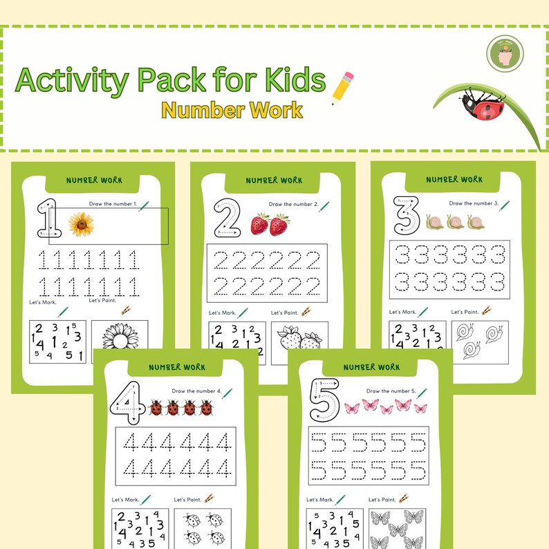 Number Activities for Preschool | Tracing, Coloring & Cut-paste | Learn ...