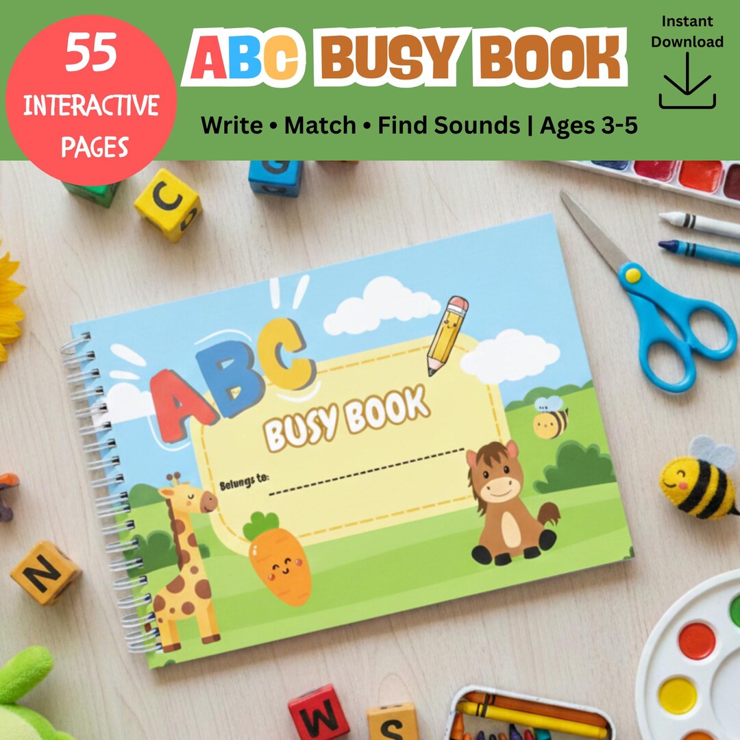 Alphabet Busy Book Printable | Letter Tracing & Matching | Preschool ...