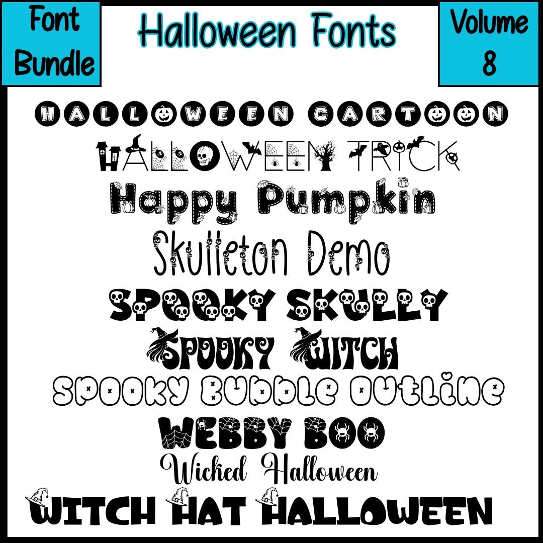 Font Bundle Volume 8 Halloween Fonts, Includes 10 Halloween Fonts, Cute ...