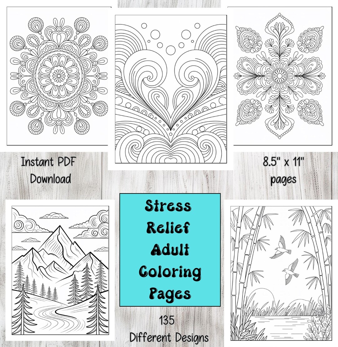 Stress Relief Adult Coloring Pages-135 Coloring Pages, Mindfulness ...