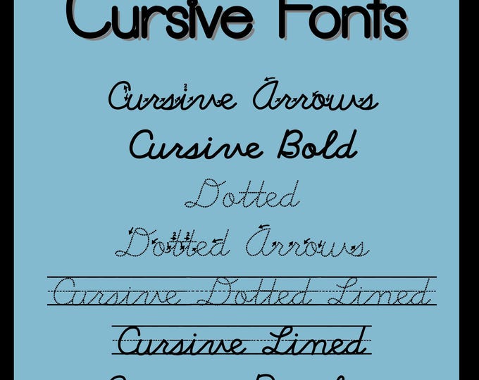 Cursive Handwriting Font-7 Different Cursive Fonts,teacher Fonts ...