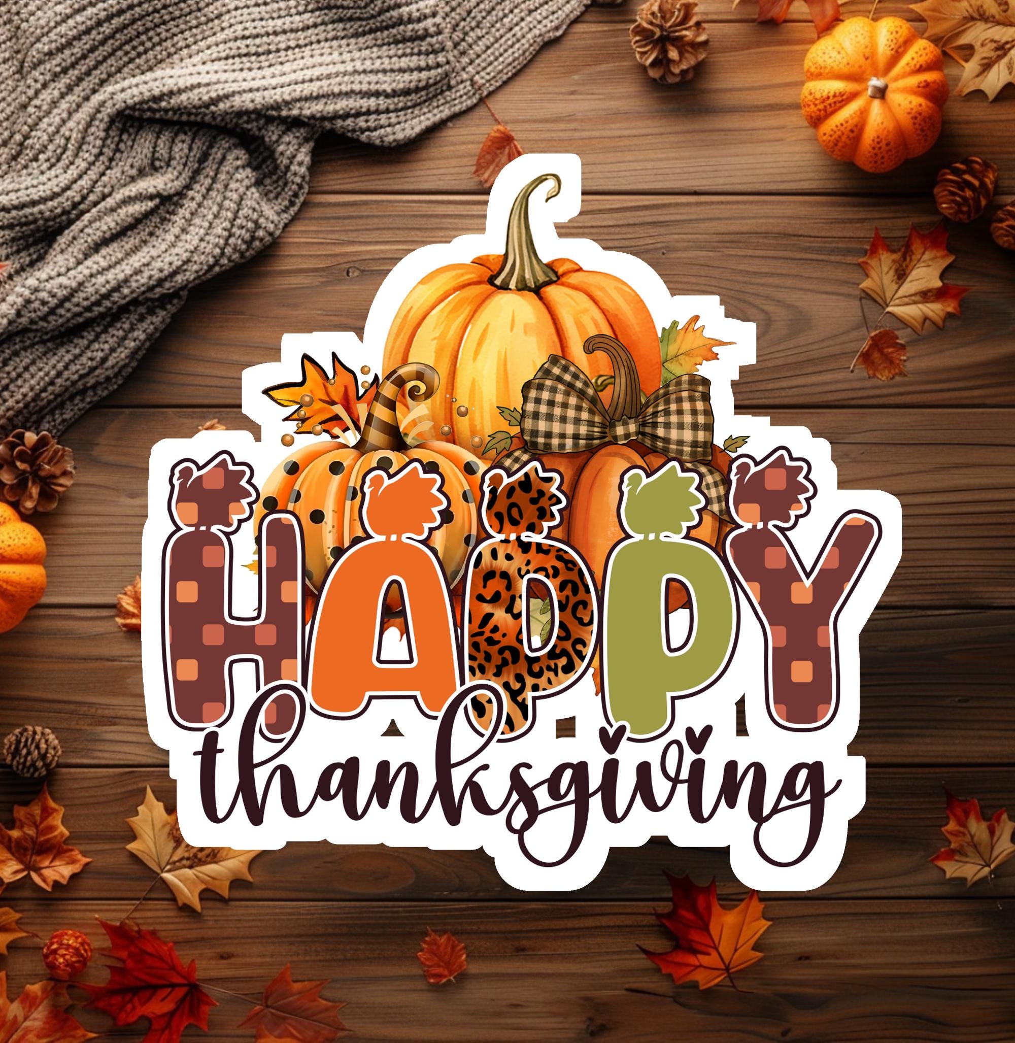 Happy Thanksgiving Sticker Set (set of 4 Different Stickers ...