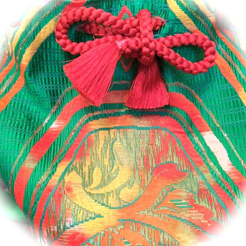 Kimono / Obi / Bag /GR1033 Beautiful Green Obi Bucket Shoulder | Etsy