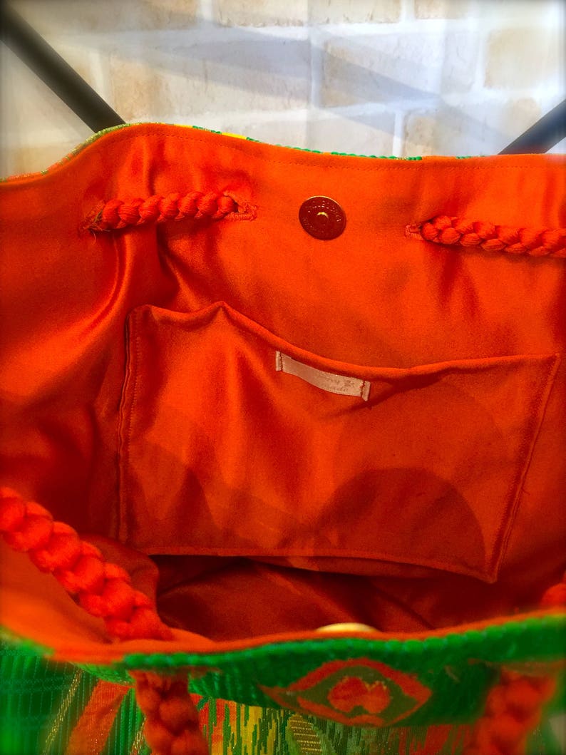 Kimono / Obi / Bag /GR1033 Beautiful Green Obi Bucket Shoulder | Etsy