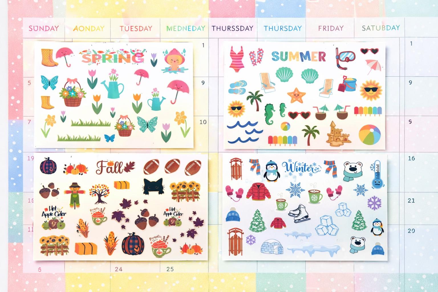 Seasonal Sticker Collection for Calendars and Planners – Spring, Summer ...