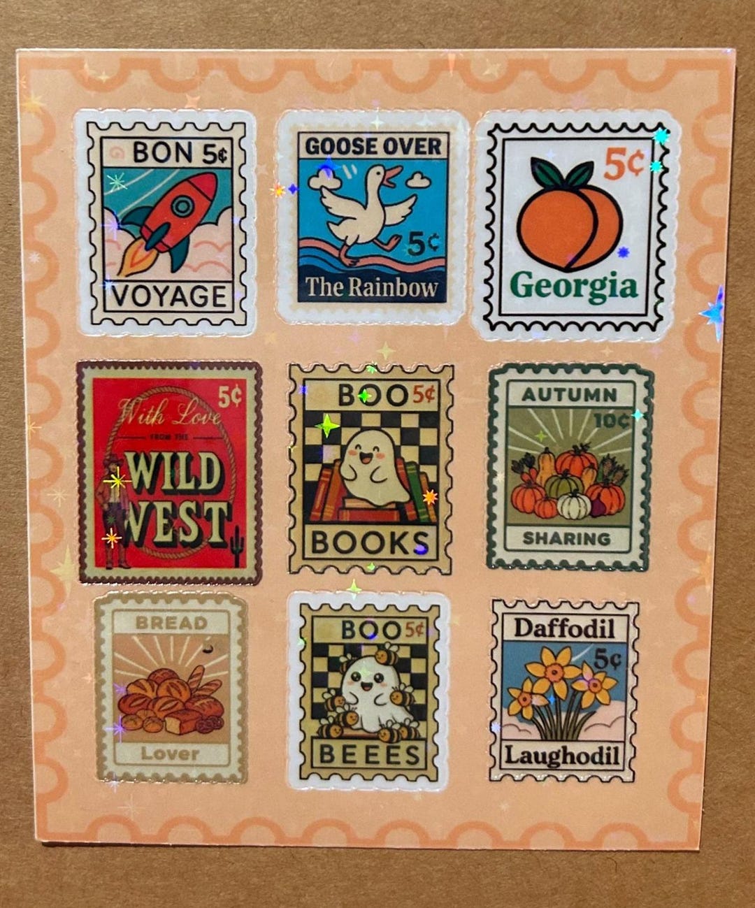 Postage Stamp Sticker Sheets 2 Sheets Holographic - Etsy
