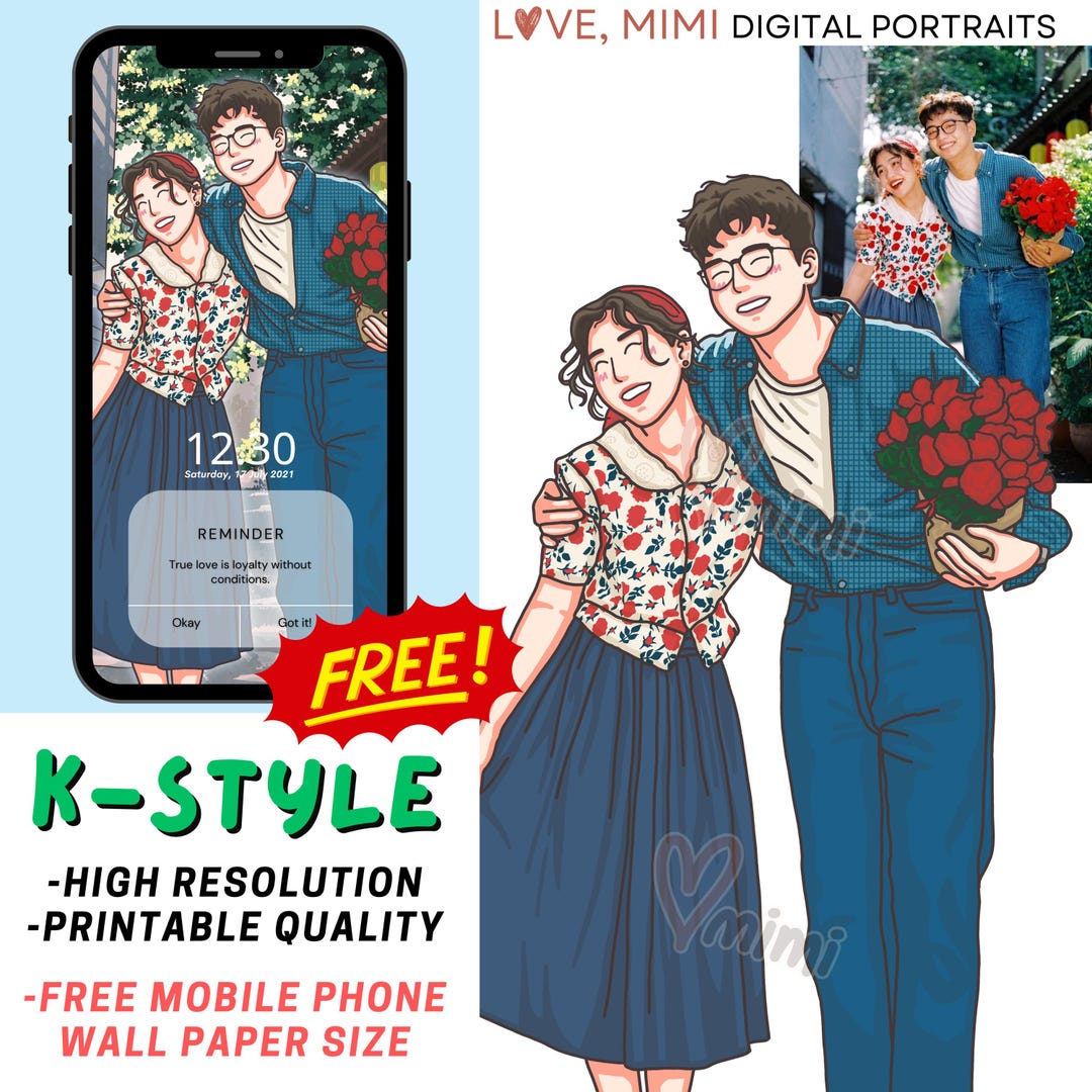 K-style Custom Portrait, Custom Korean Style Portrait From Photo ...