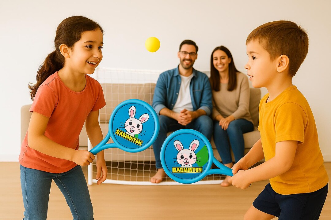 Stuffie Buddy Kids Badminton Set Indoor Bunny Rackets Game With Net ...