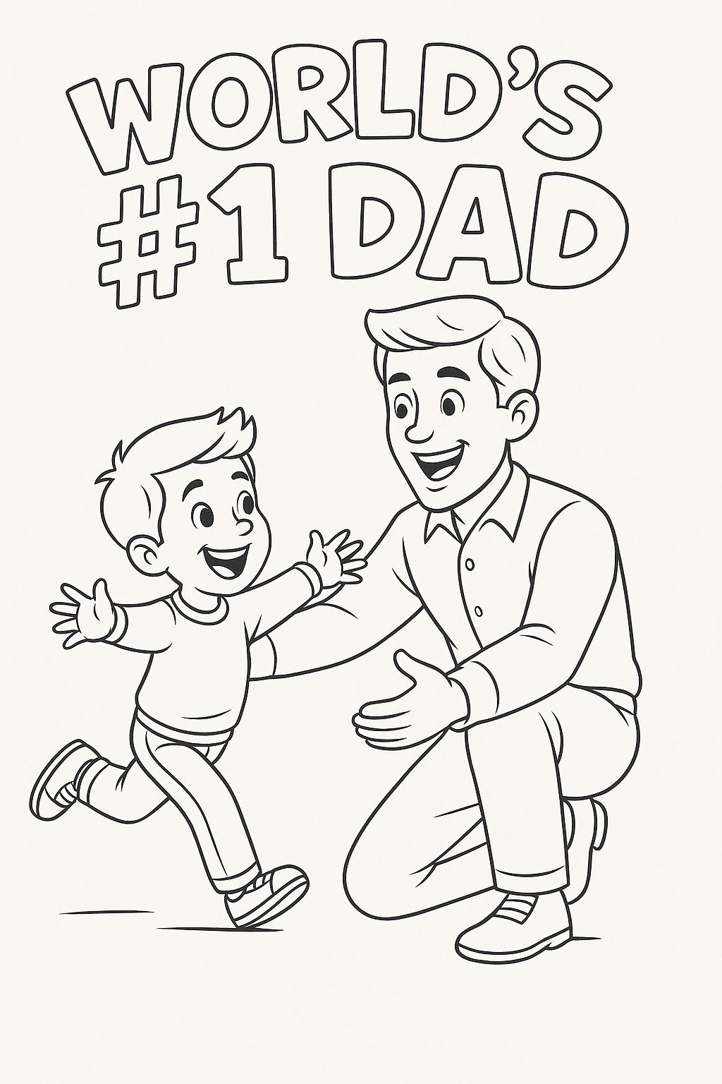 Father’s Day Coloring Page for Kids | Printable Dad and Child Activity ...
