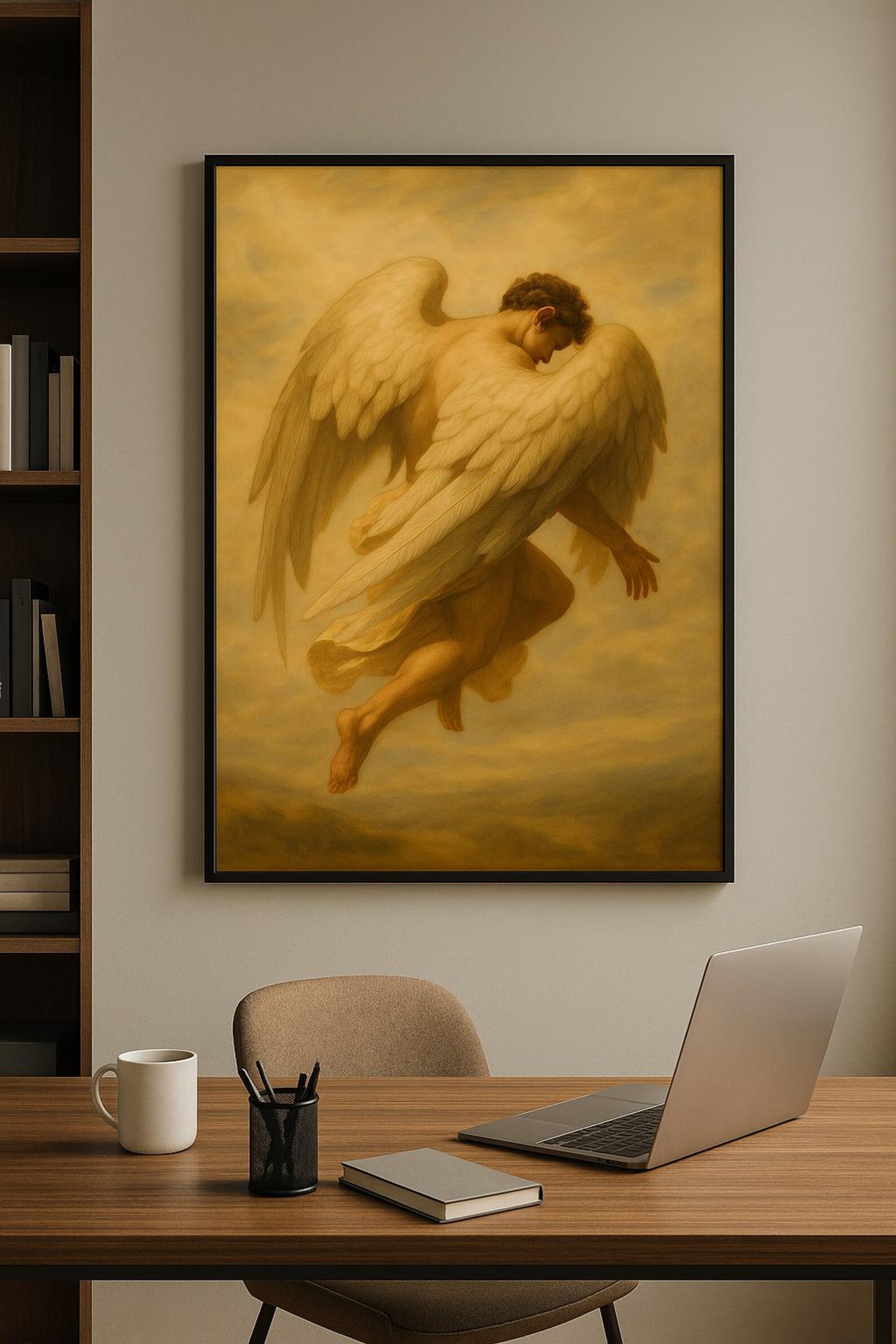 Angel Wings Digital Wall Art | Celestial Oil Painting Style Printable ...