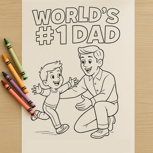 Father’s Day Coloring Page for Kids | Printable Dad and Child Activity ...