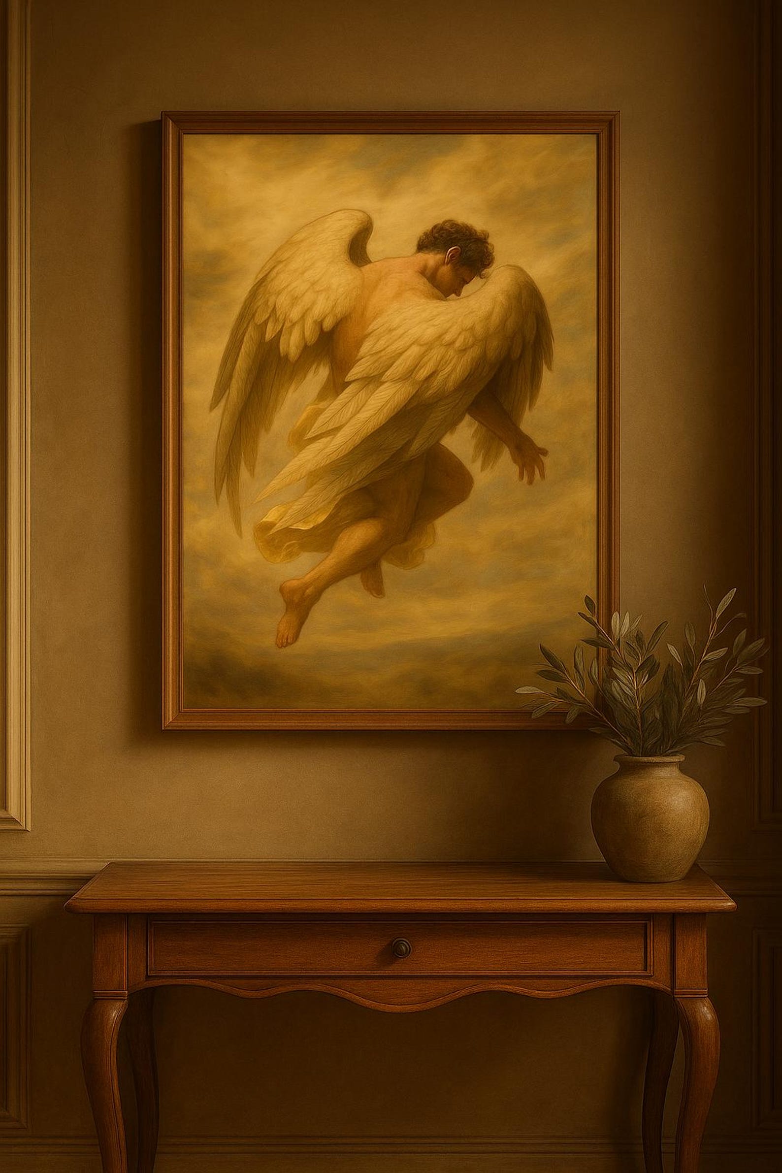 Angel Wings Digital Wall Art | Celestial Oil Painting Style Printable ...