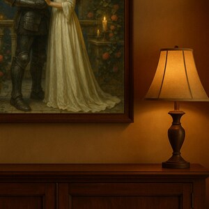 Medieval Romance Poster - Knight and Lady Under Moonlight - Romantic ...