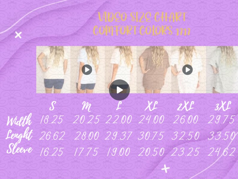 Comfort Colors Size Chart Video, Coquette Aesthetic Sizing Guide ...