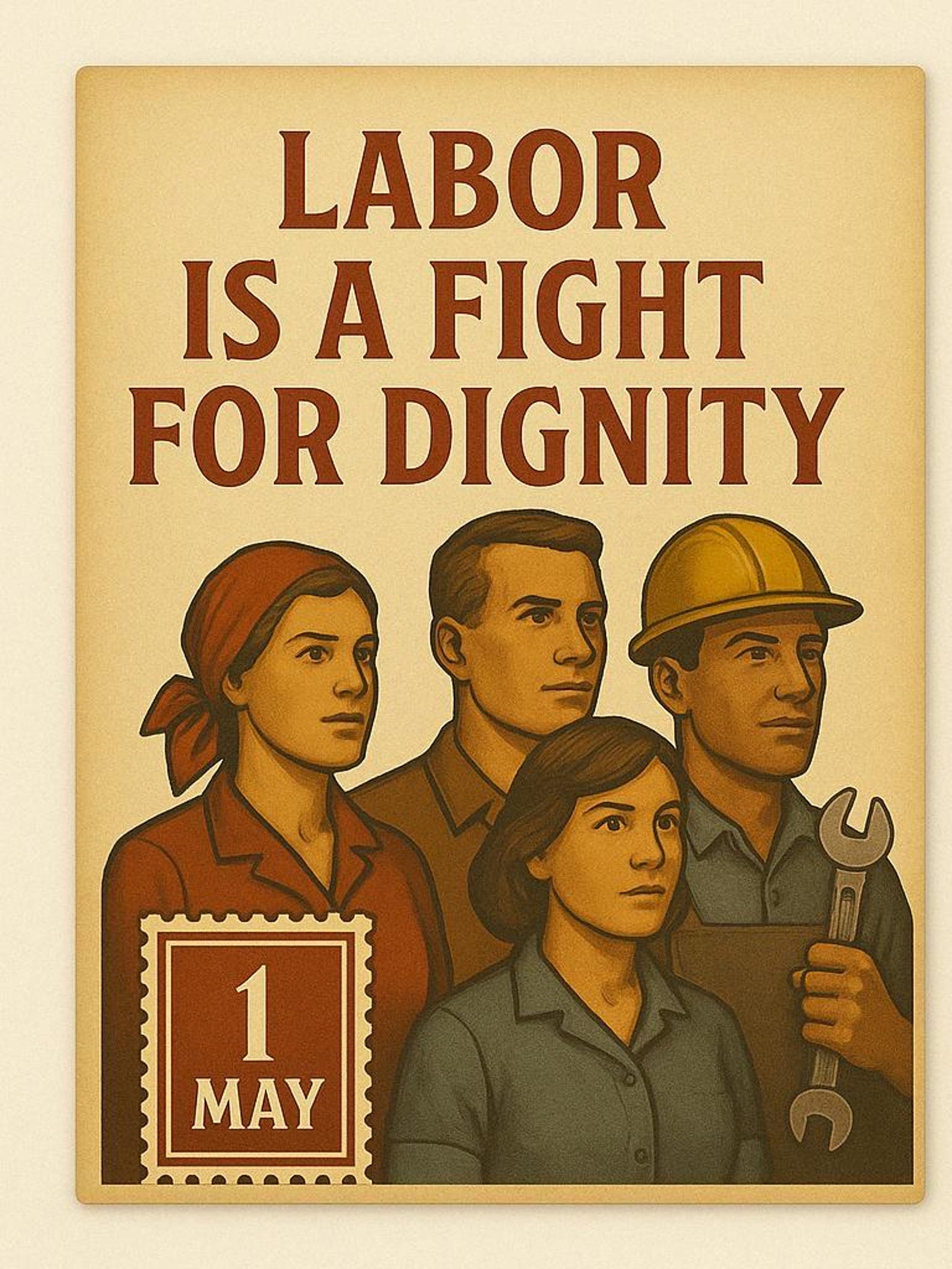 Printable May Day Postcard - Labor is a Fight for Dignity - Vintage ...