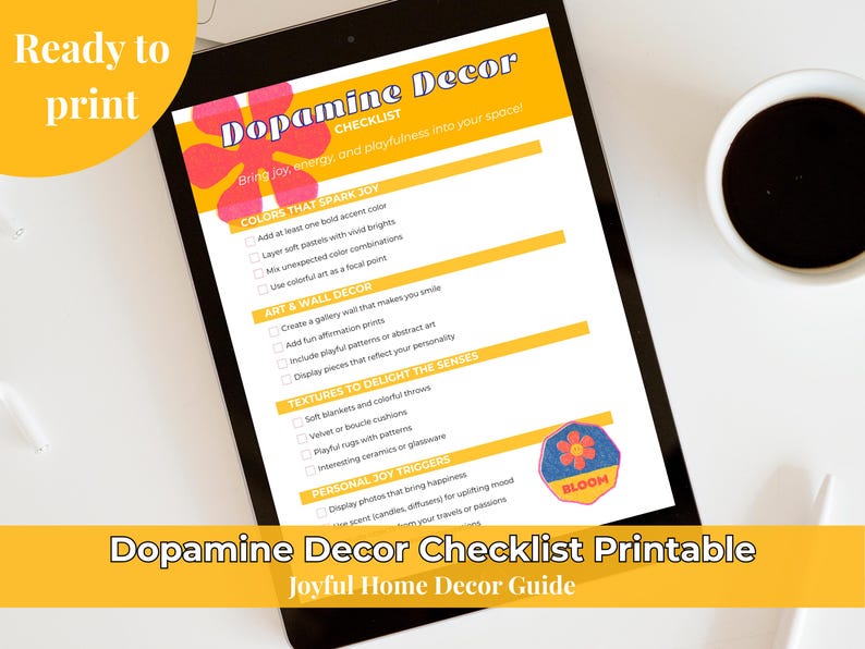 Dopamine Decor Checklist Printable | Joyful Home Decor Guide | Colorful ...