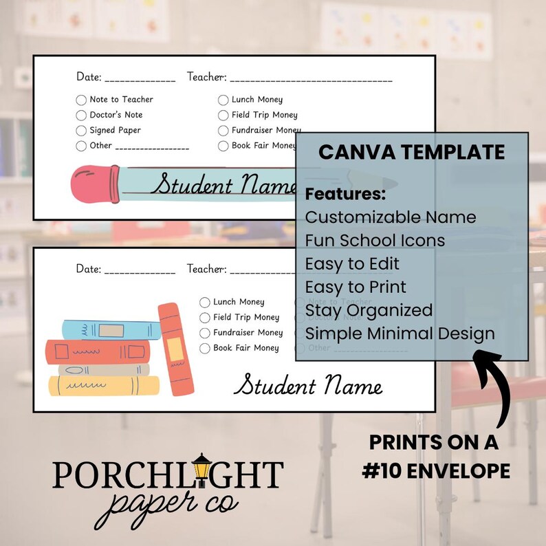 Editable School Money Envelope Template | Printable School Note ...