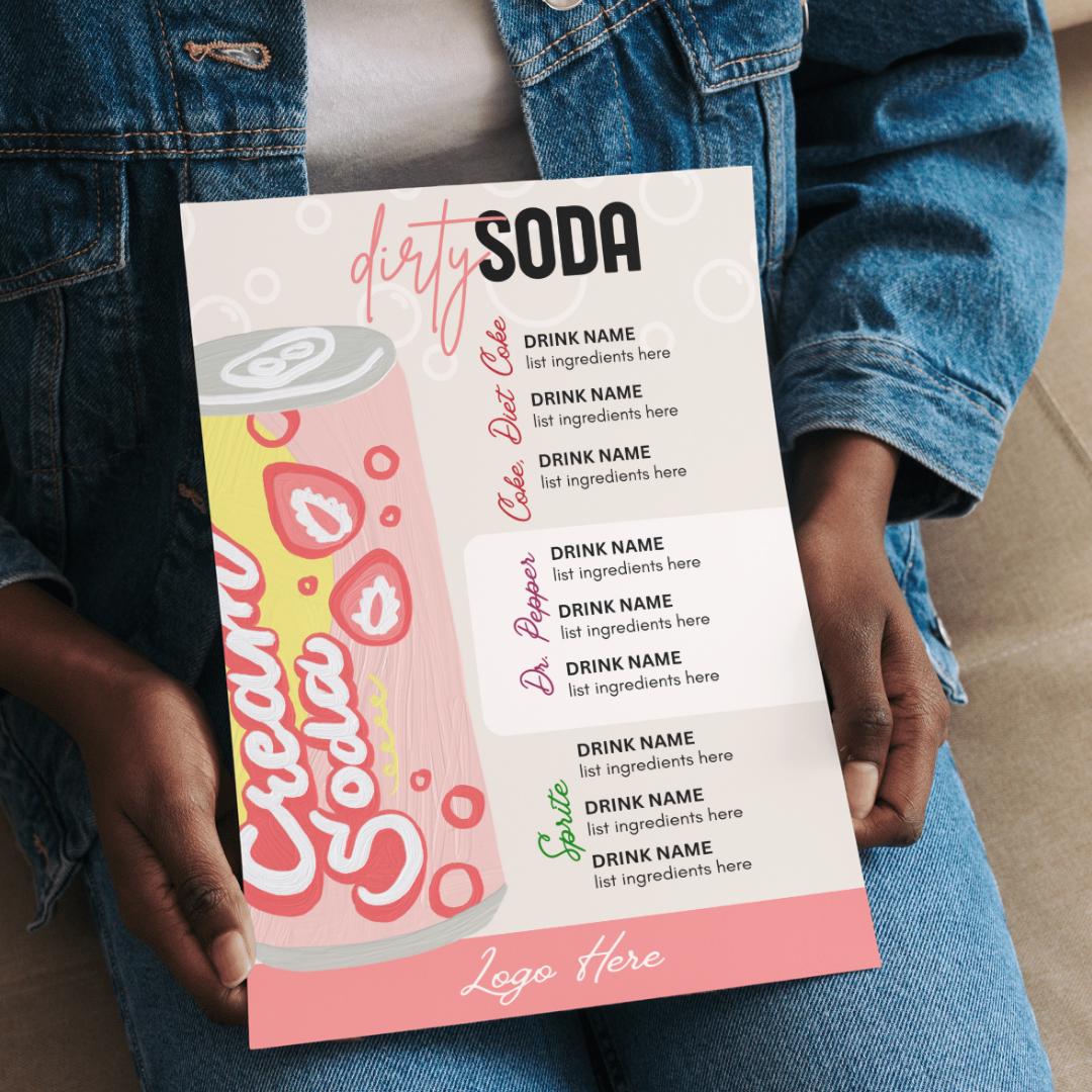 Dirty Soda Menu Template | Editable Canva Template | Soda Bar Printable ...