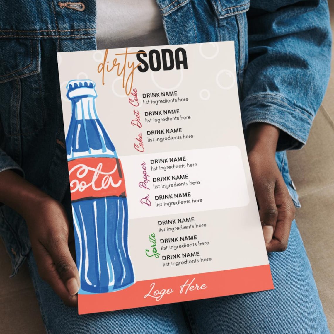 Dirty Soda Drink Menu Canva Editable Template Printable for Coffee Shop ...