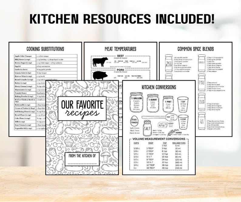 Printable Recipe Binder Kit, Fillable Recipe Pages, Kitchen Resource ...
