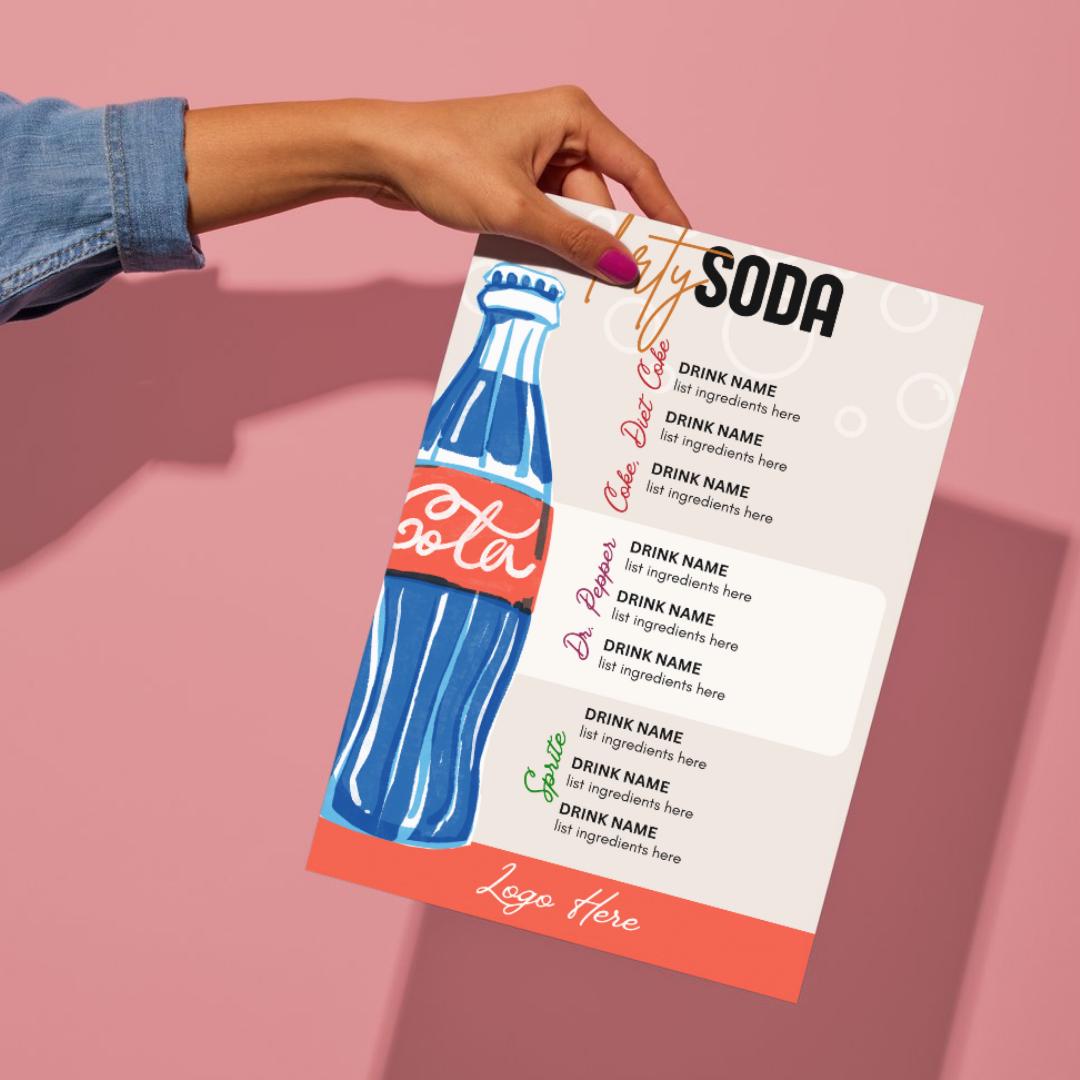 Dirty Soda Drink Menu Canva Editable Template Printable for Coffee Shop ...