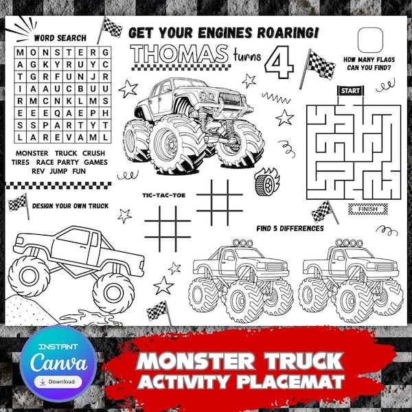 Birthday Coloring Pages Monster Jam - Etsy