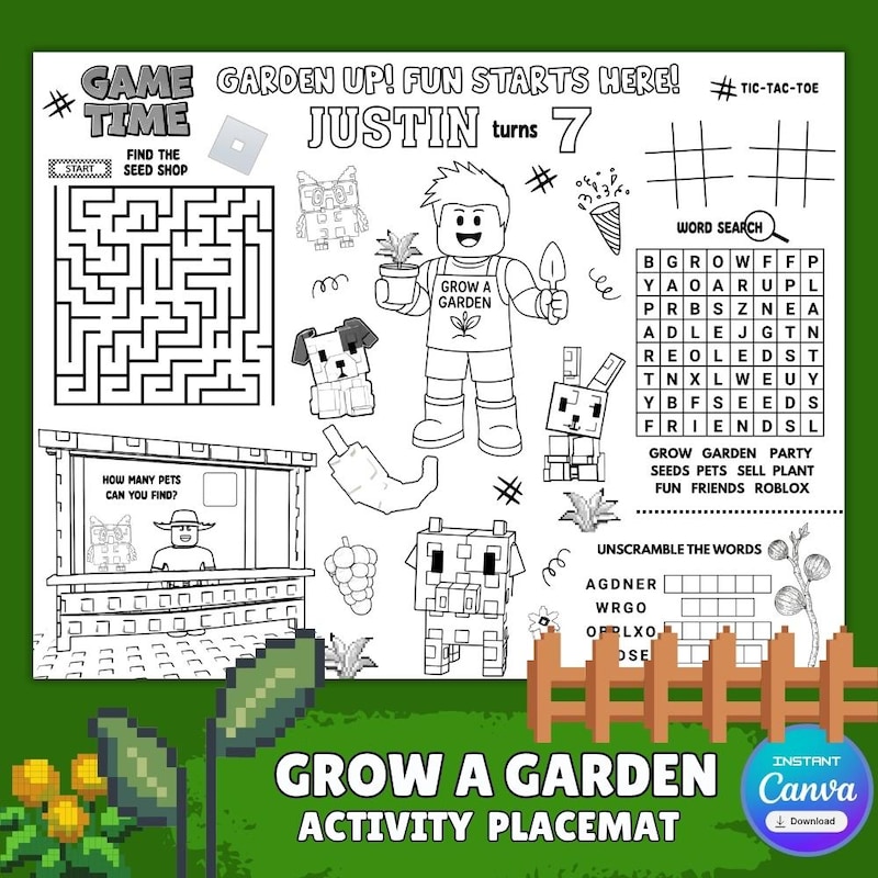 Roblox Grow a Garden Coloring Pages - Etsy