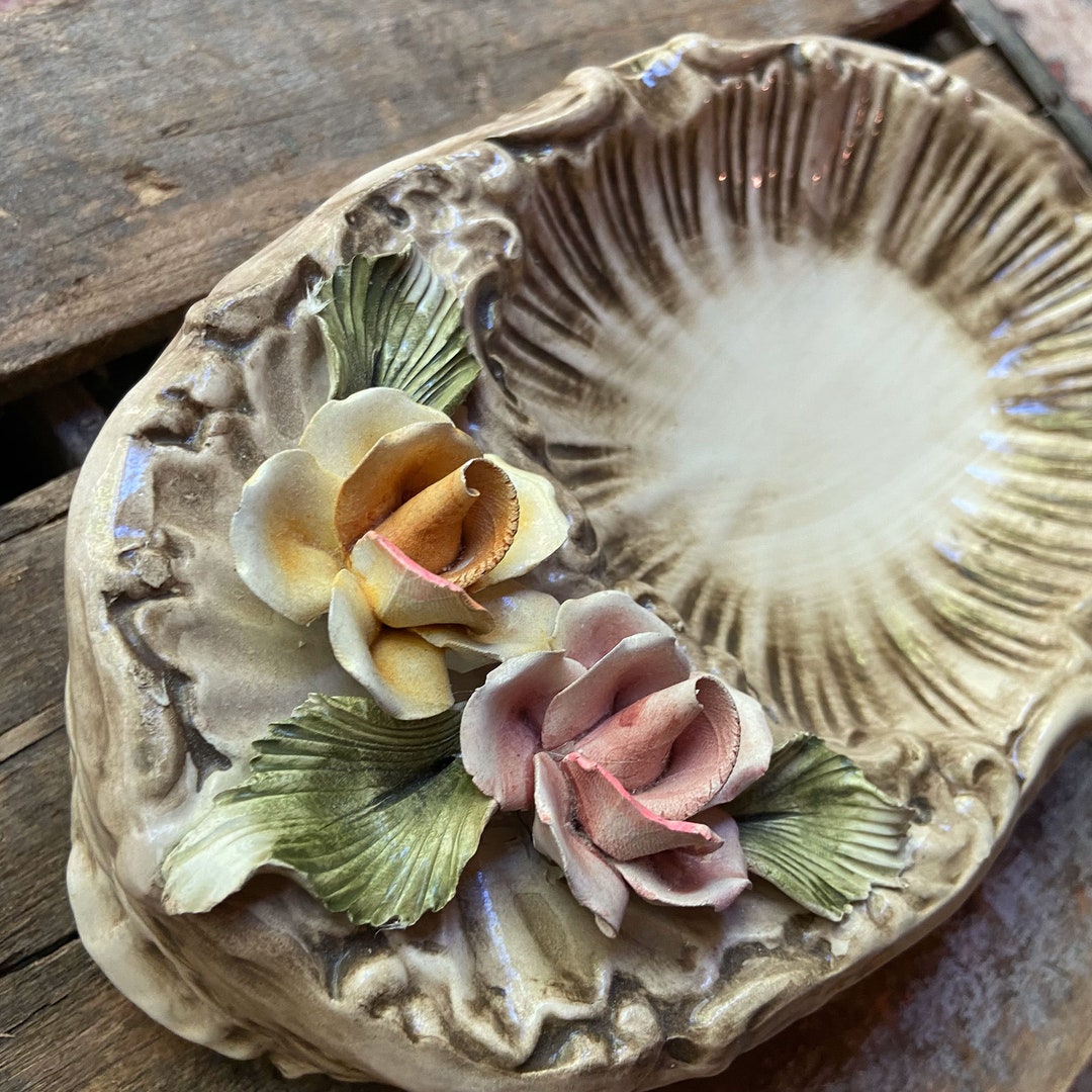 Vintage Capodimonte Roses Ash Tray - Etsy