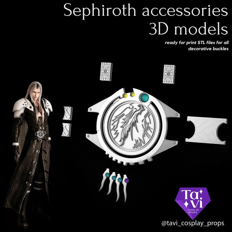 Final Fantasy VII Remake Sephiroth Accessories STL Files for 3D ...