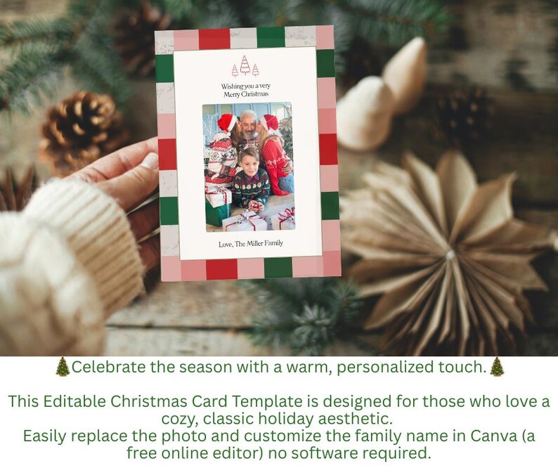 Editable Family Photo Christmas Card Template (canva, 5x7 In) - Etsy