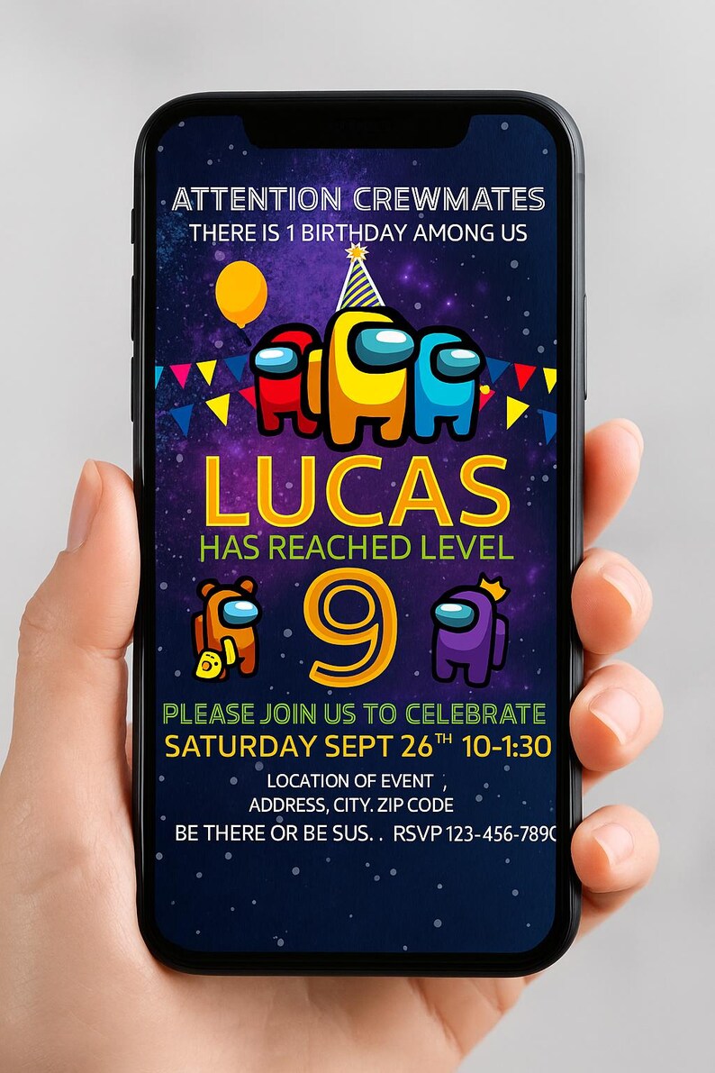 Among Us Birthday Invitation | Editable Crewmate Party Invite (digital ...