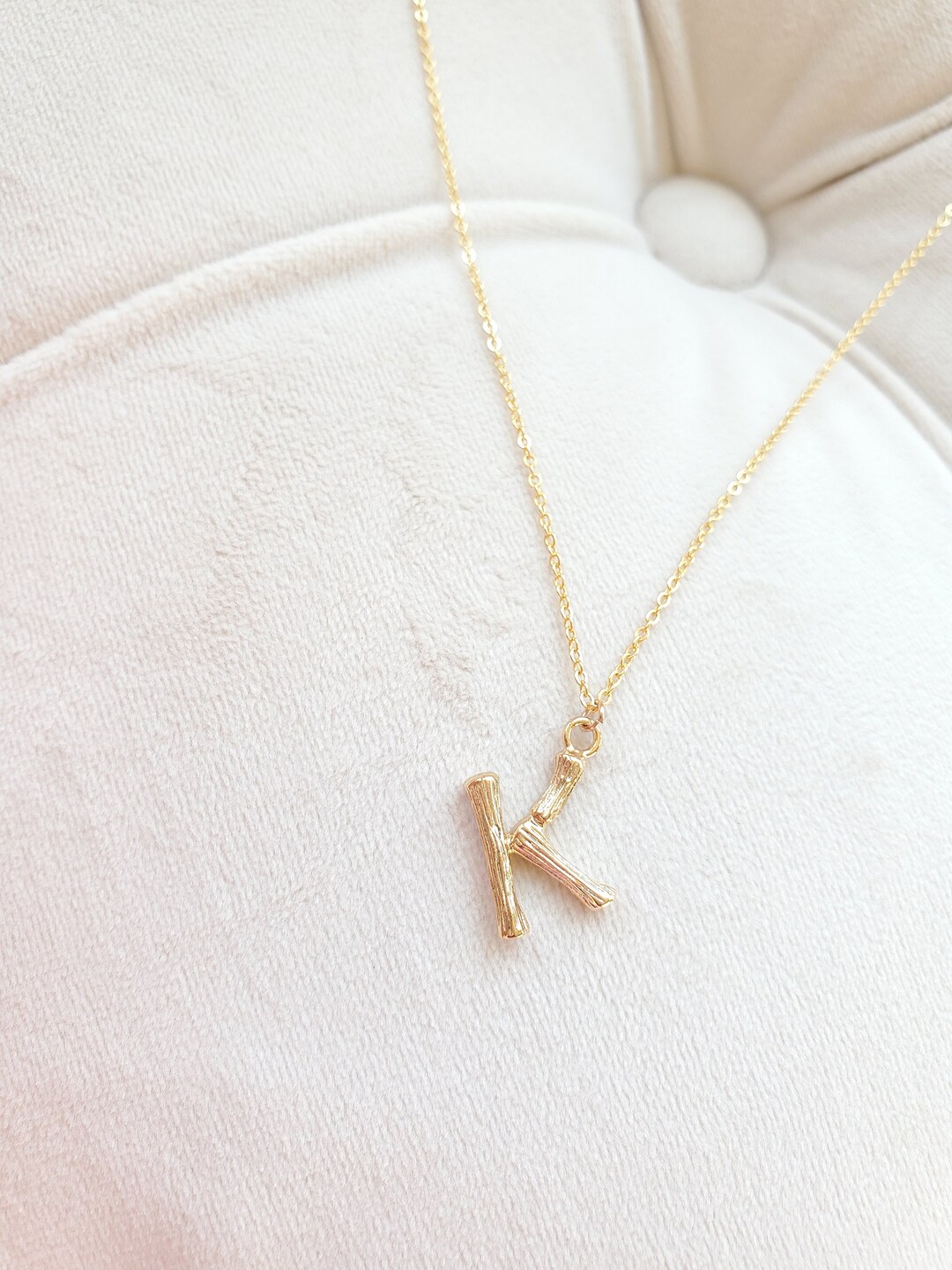 Branch Twig Initial Alphabet Necklace Charm - Etsy