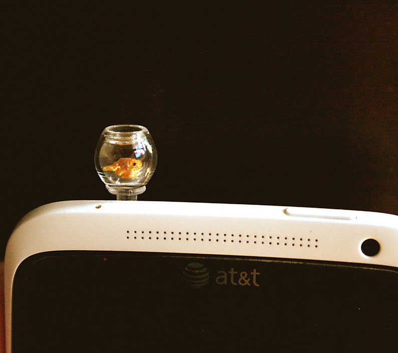 Yellow gold fish phone plug | Etsy