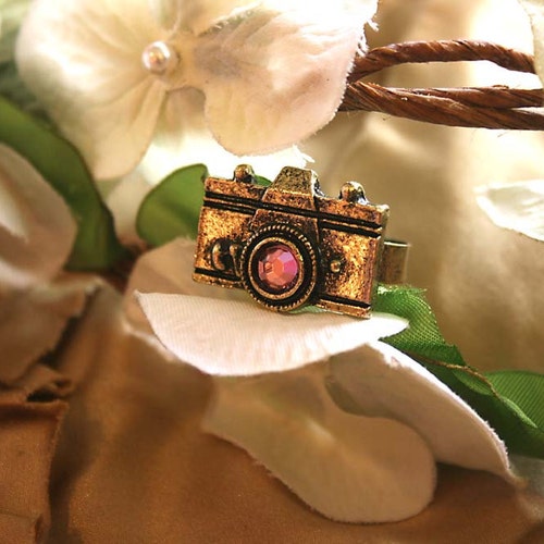 Camera Ring. Antique Silver Camera Ring. Adjustable Ring. - Etsy