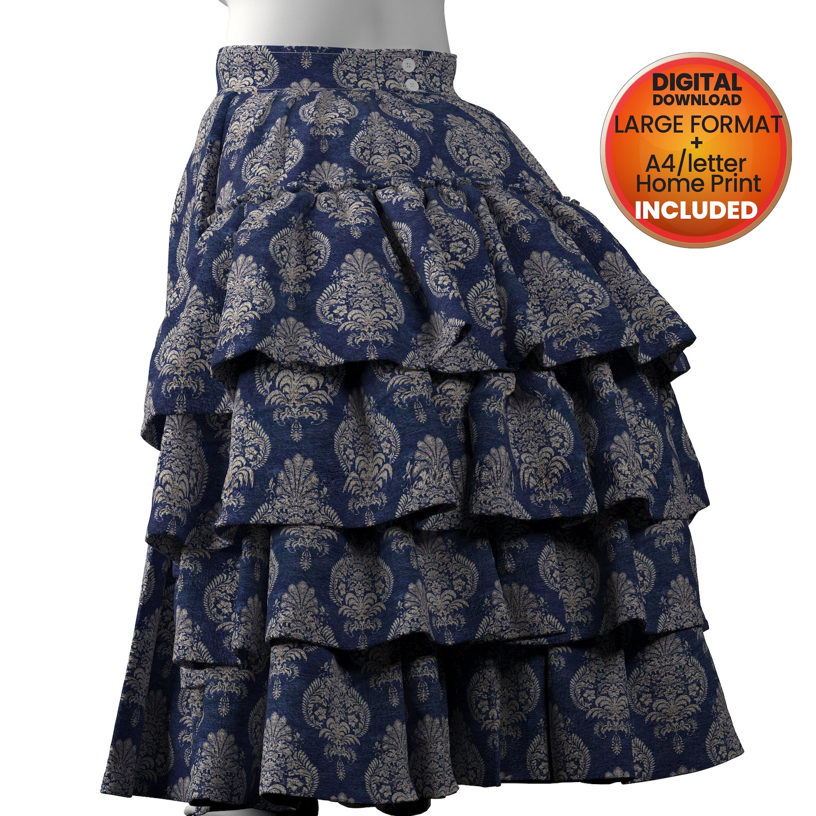 Bustle Skirt Sewing Pattern PDF Download Victorian - Etsy