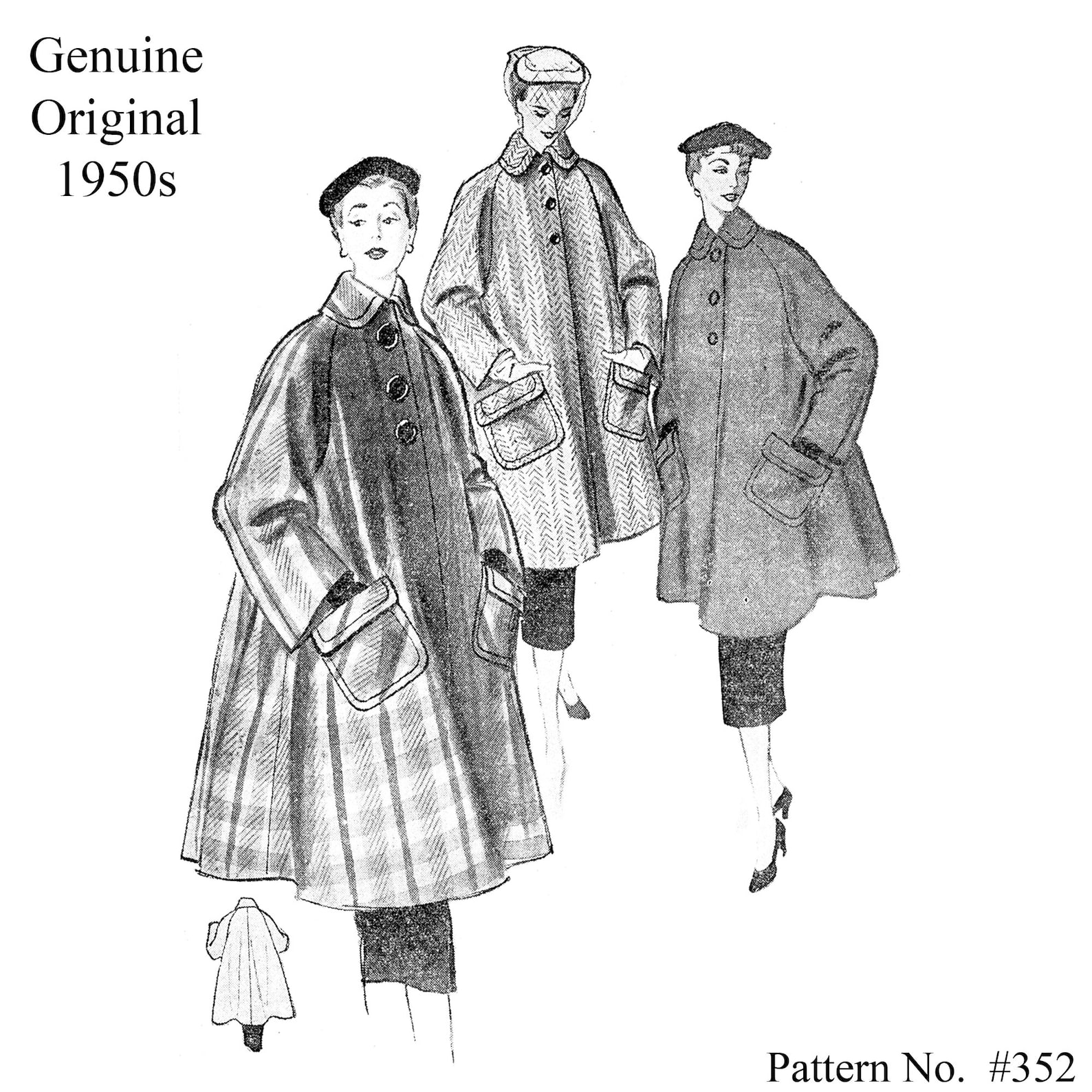 Plus Size Vintage 1950s Swing Coat Sewing Pattern, Digital Download, Us ...