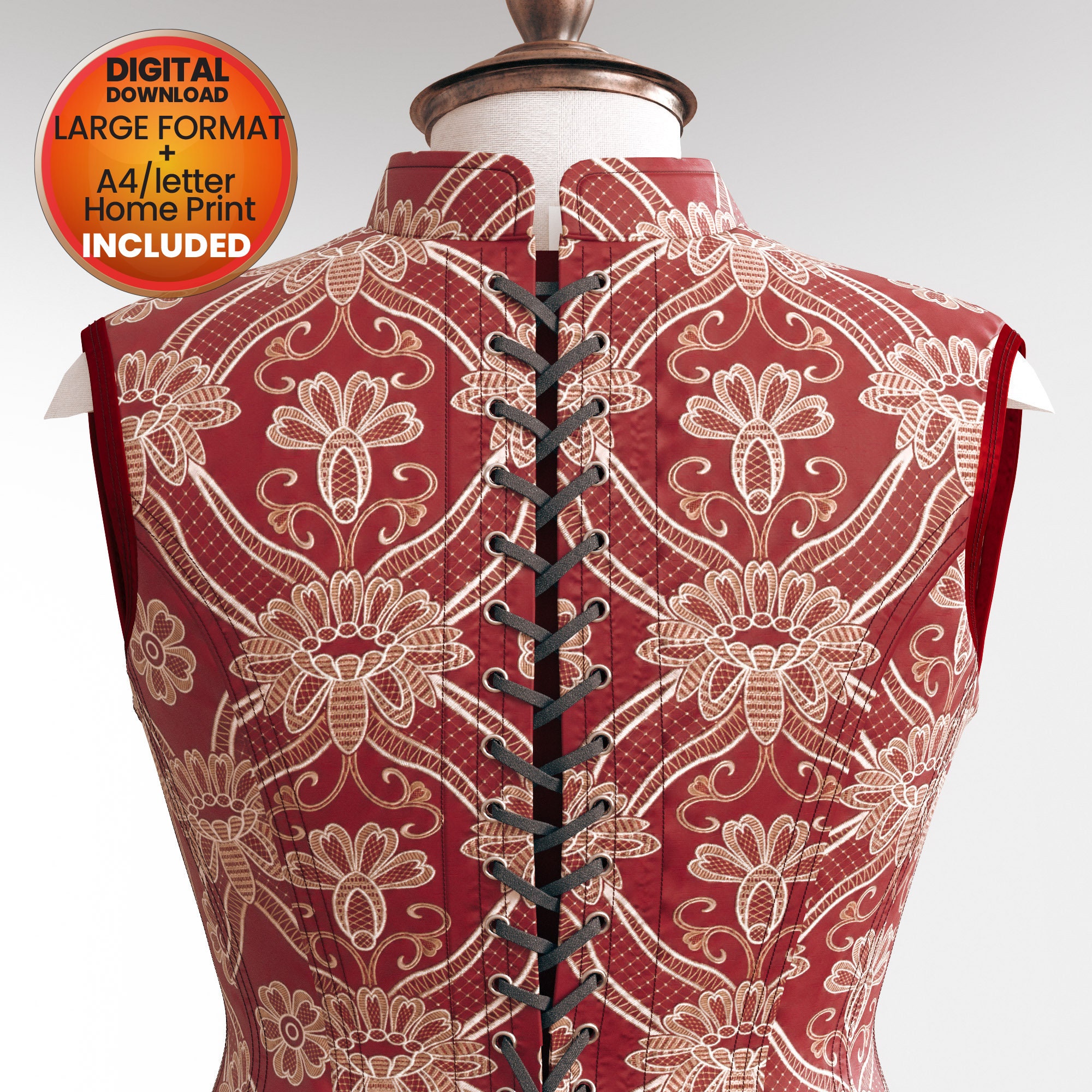 Steampunk XL Corset Sewing Pattern. High-back Steel Boned Tight Lacing ...