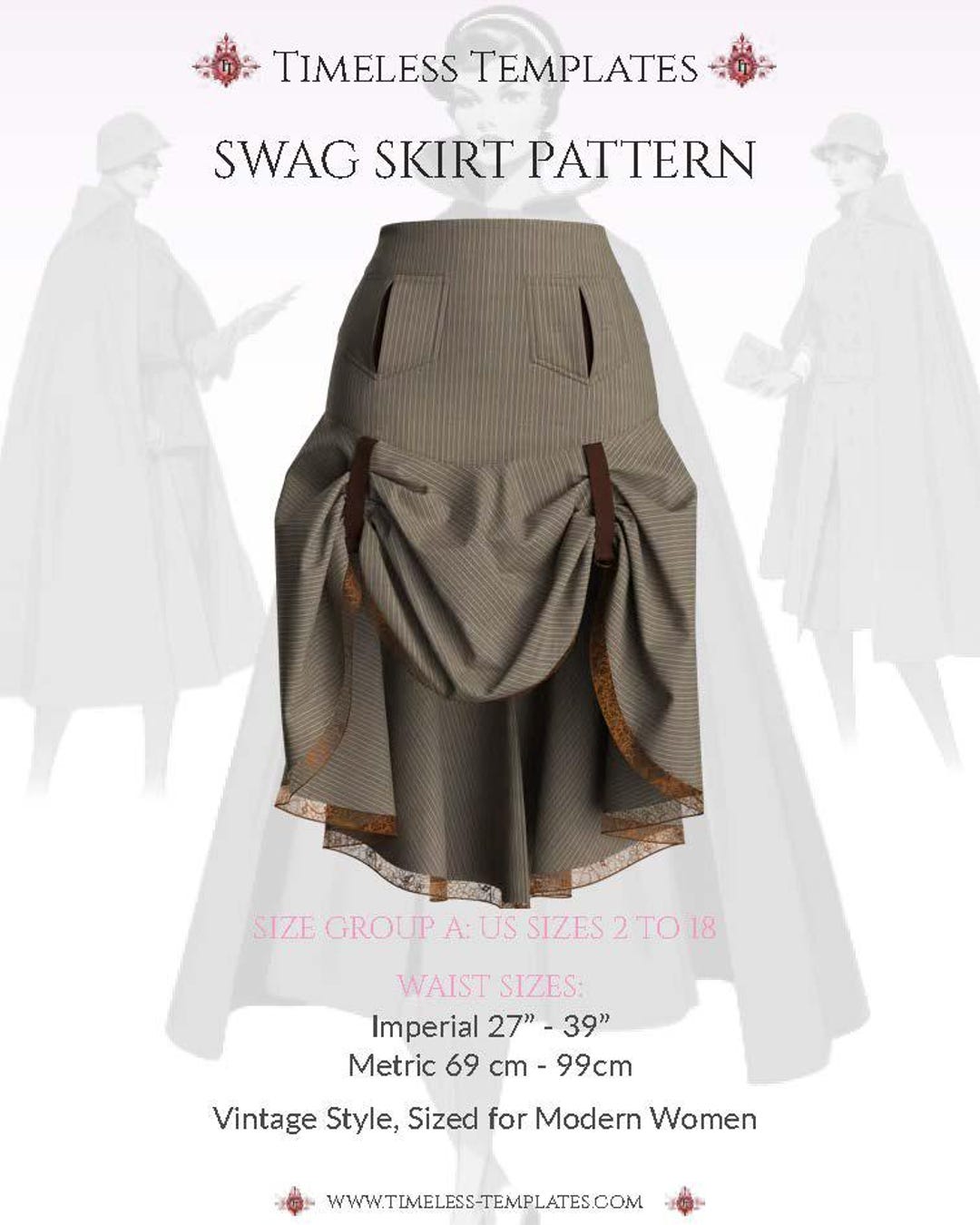 Steampunk Sewing Pattern, 24 Inch to 36 Inch Waists, Digital Download ...
