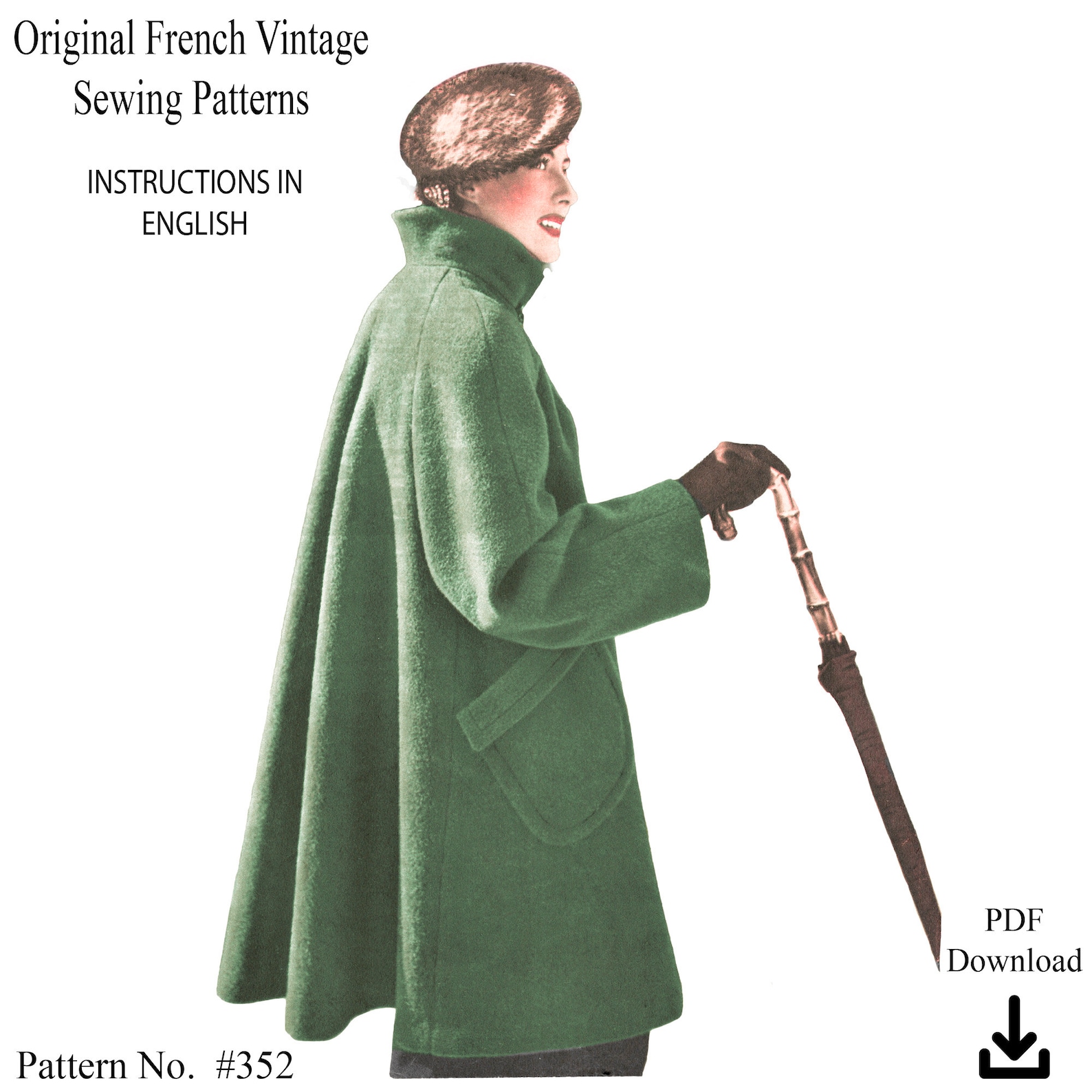 Plus Size Vintage 1950s Swing Coat Sewing Pattern, Digital Download, Us ...