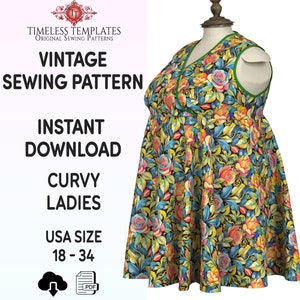 Vintage Curvy Sewing Pattern, 1950s Plus Size, Wrap Style Dress, Multi ...