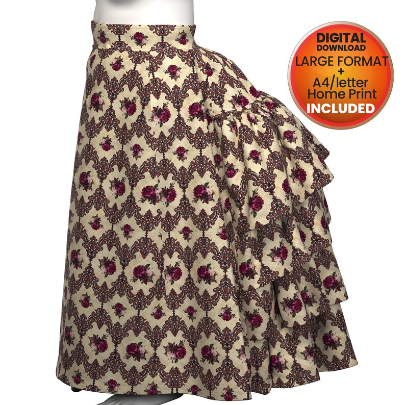 Bustle Skirt Sewing Pattern PDF Download Victorian - Etsy