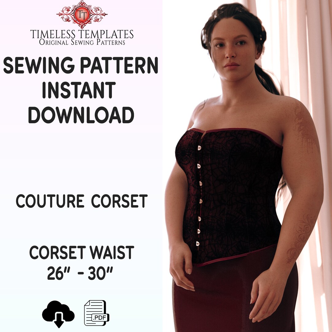 Corset Sewing Pattern, Medium Size, Tifht-lacing, Victorian Steampunk ...