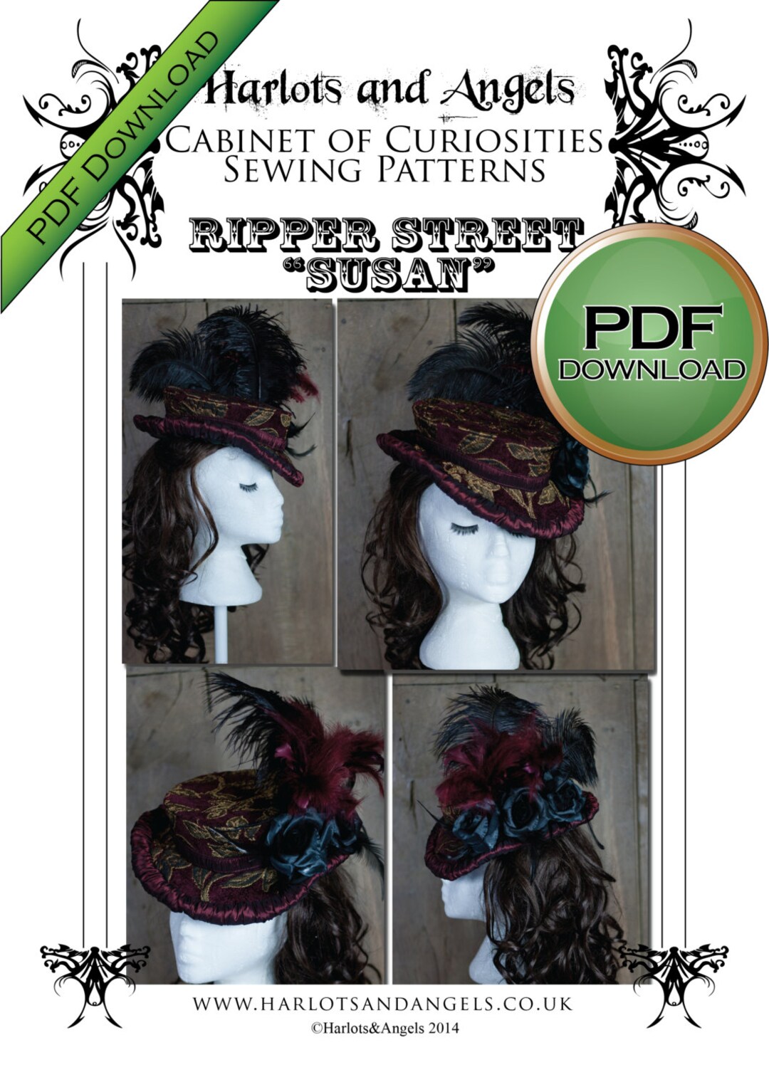 Hat Pattern, Make Professional Hats, Costume Victorian Style for ...