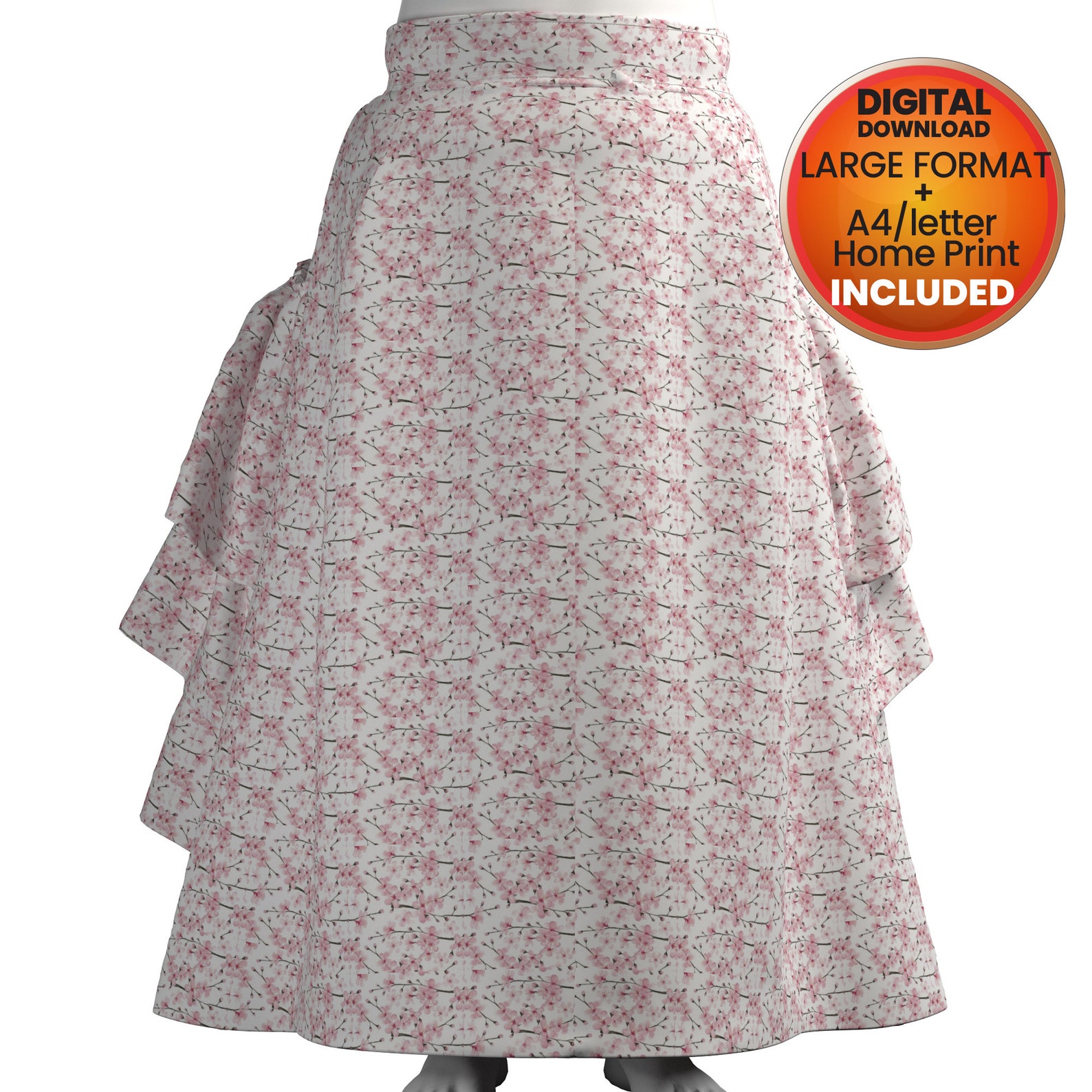 Bustle Skirt Sewing Pattern PDF Download Victorian - Etsy