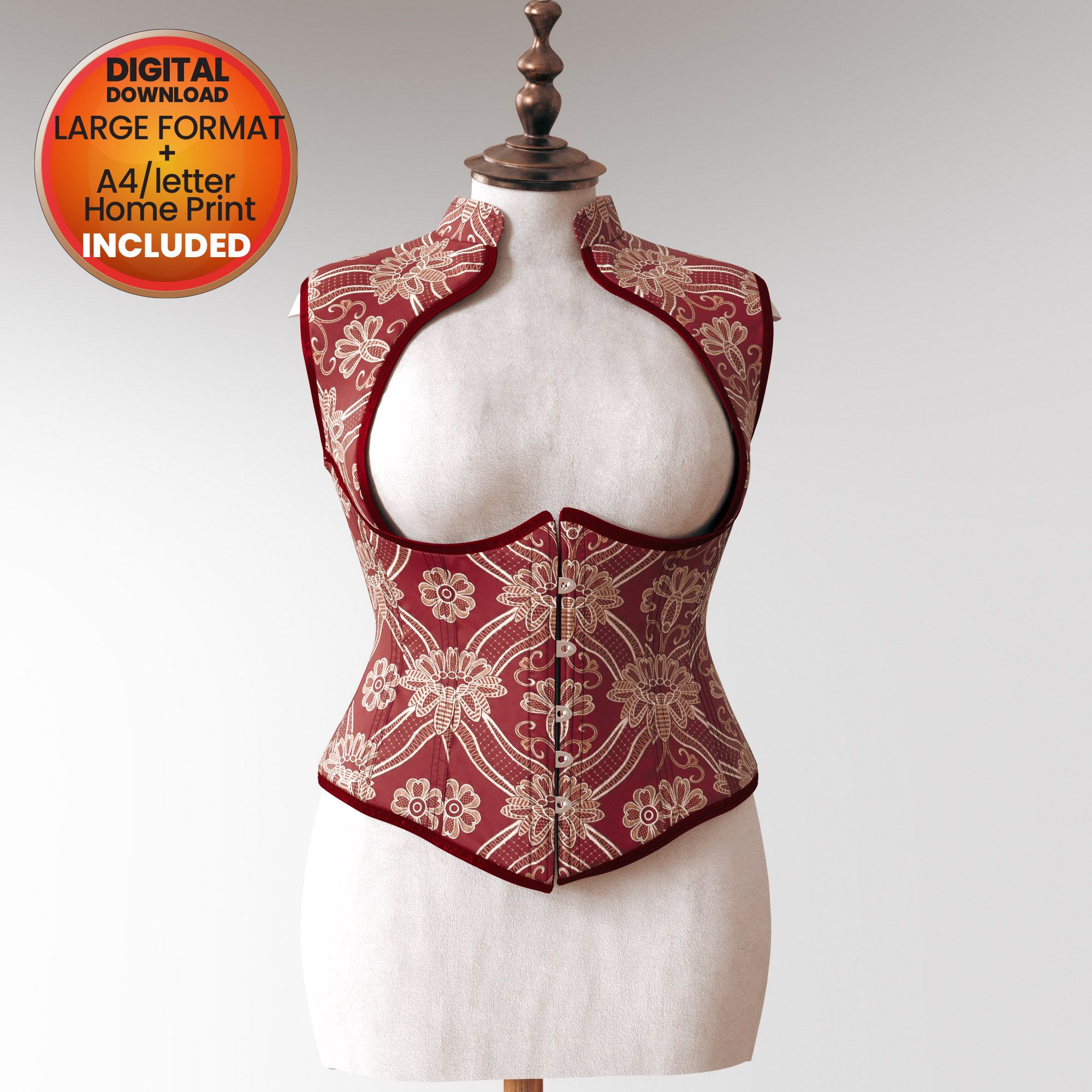 Steampunk XL Corset Sewing Pattern. High-back Steel Boned Tight Lacing ...