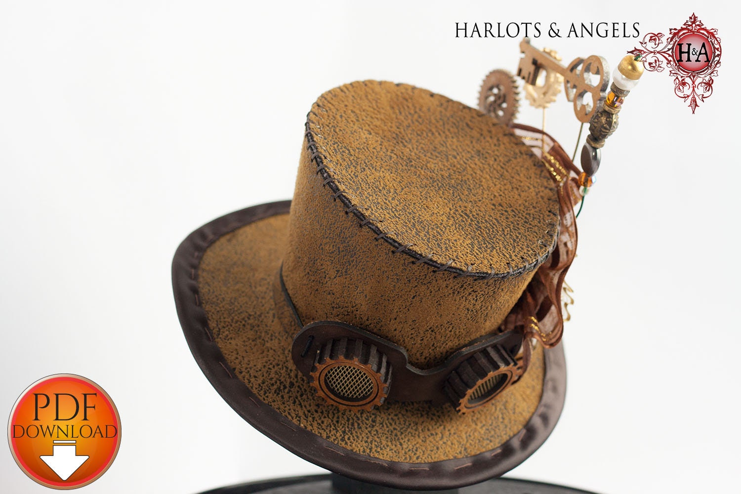 Steampunk Easy Pattern for Mini Top Hat, in Leather or Fabric ...