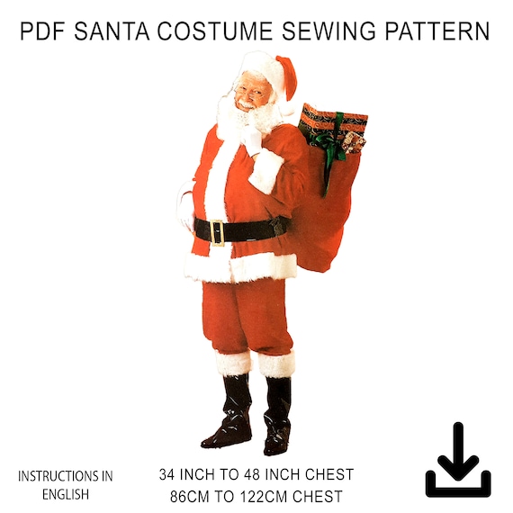 Santa Costume PDF Sewing Pattern Sizes 34 to 48 Inch Chest | Etsy UK