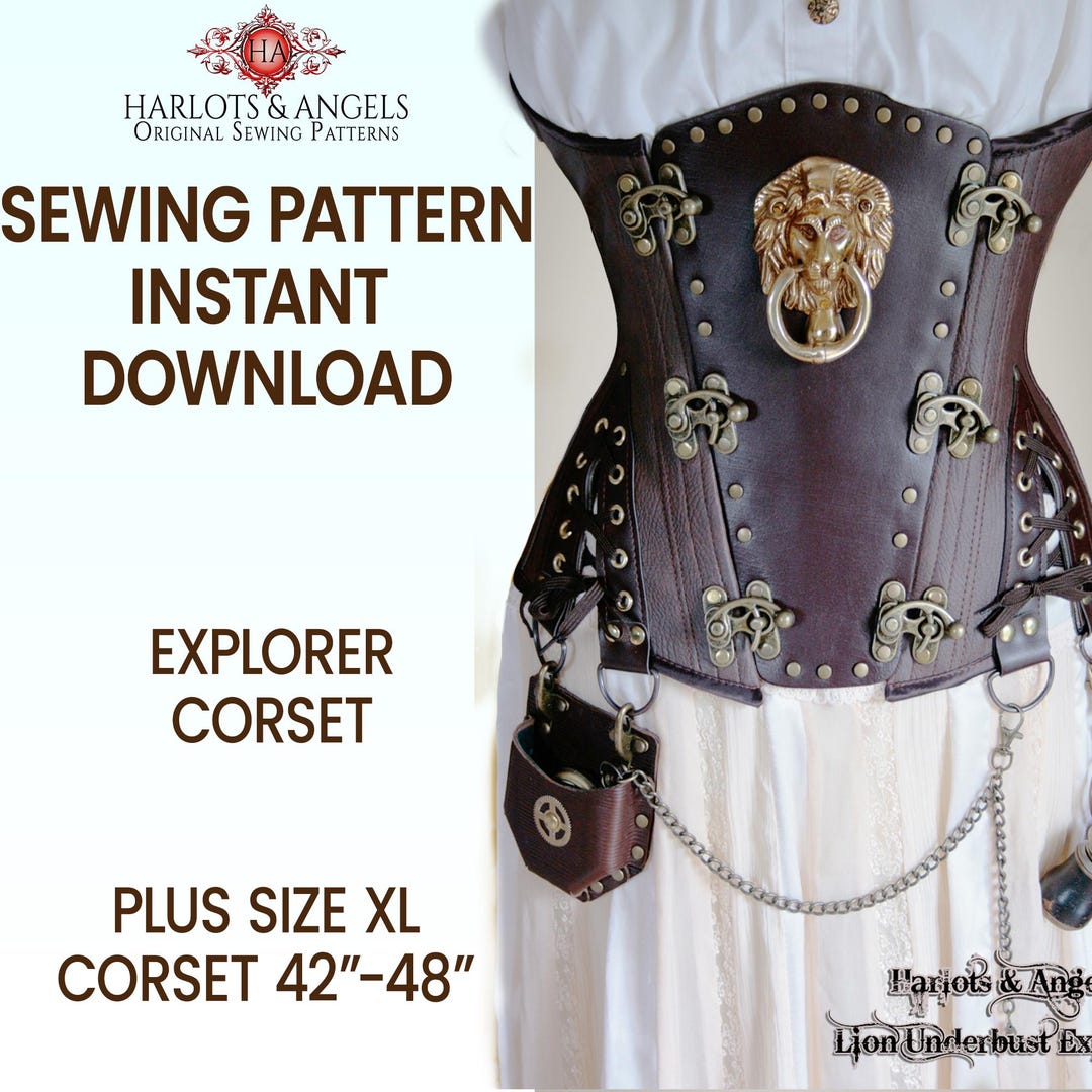 Corset Sewing Pattern, Steampunk Under Bust Corset, PDF Digital ...